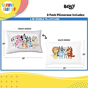 Bluey & Bingo 2 Pack Reversible Pillowcases - Double Sided Pillow Covers, Kids Super Soft Bedding