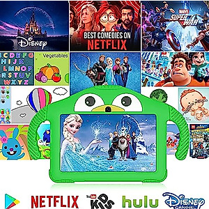 RliyOliy Kids Tablet, 7 inch 3GB RAM 32GB ROM, Android 11 Tablet for Kids, Toddler Tablet with Bluetooth, WiFi, Parental Control, Dual Camera, GMS, Kids App Pre-Installed