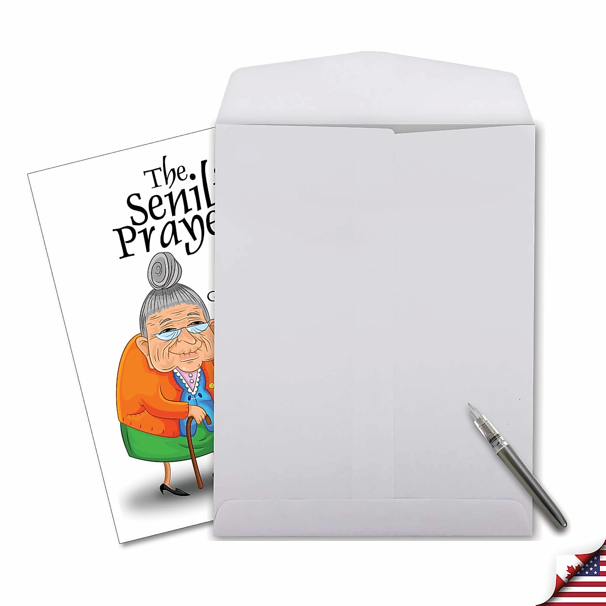 NobleWorks - 1 Humorous Birthday XL Greeting Card w/Envelope 8.5 x 11 Inch - Funny Sympathy Old Lady With A Birthday Prayer Guide for the Senile - Happy Bday Card - Senility Prayer J9046BDG