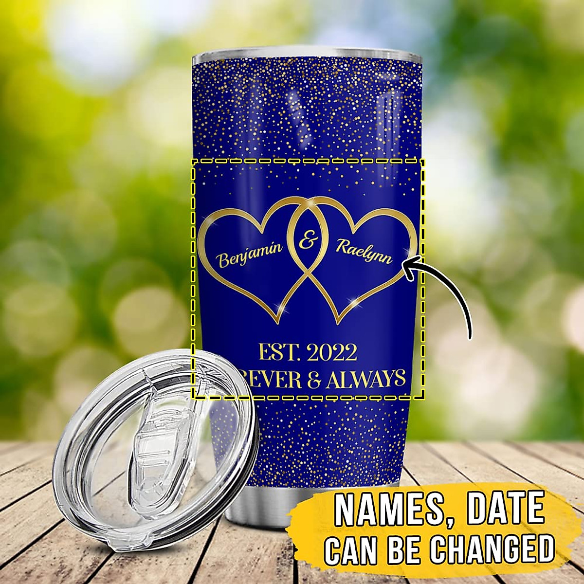 Wassmin Personalized Couple Tumbler 20oz 30oz Forever & Always Couples Tumblers Coffee Travel Mug Cup Custom Gifts For Wife Husband Boyfriend Girlfriend Birthday Christmas Valentines Presents (Navy)