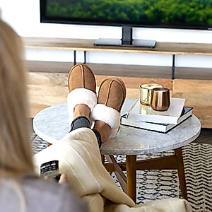 EZ Feet Women's Shearling Scuffs Fluffy Breathable Slip-On Slippers Size 6 Chestnut