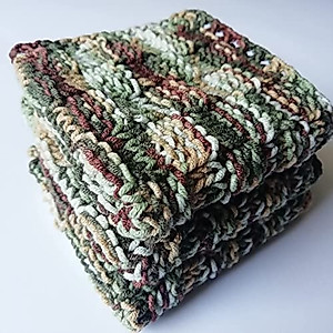 Knitted Dish Cloths Handmade 3-Piece Hand Knit Dishwashers Reusable Dish Rack Washcloth Close Knit Dishcloth Farmhouse Kitchen