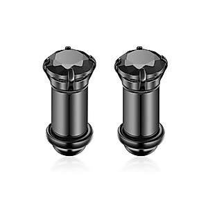 Gnoliew 2Pcs Stainless Steel Ear Gauges Tunnels Plugs Body Piercing Fixed with Rubber Band(Black4mm)