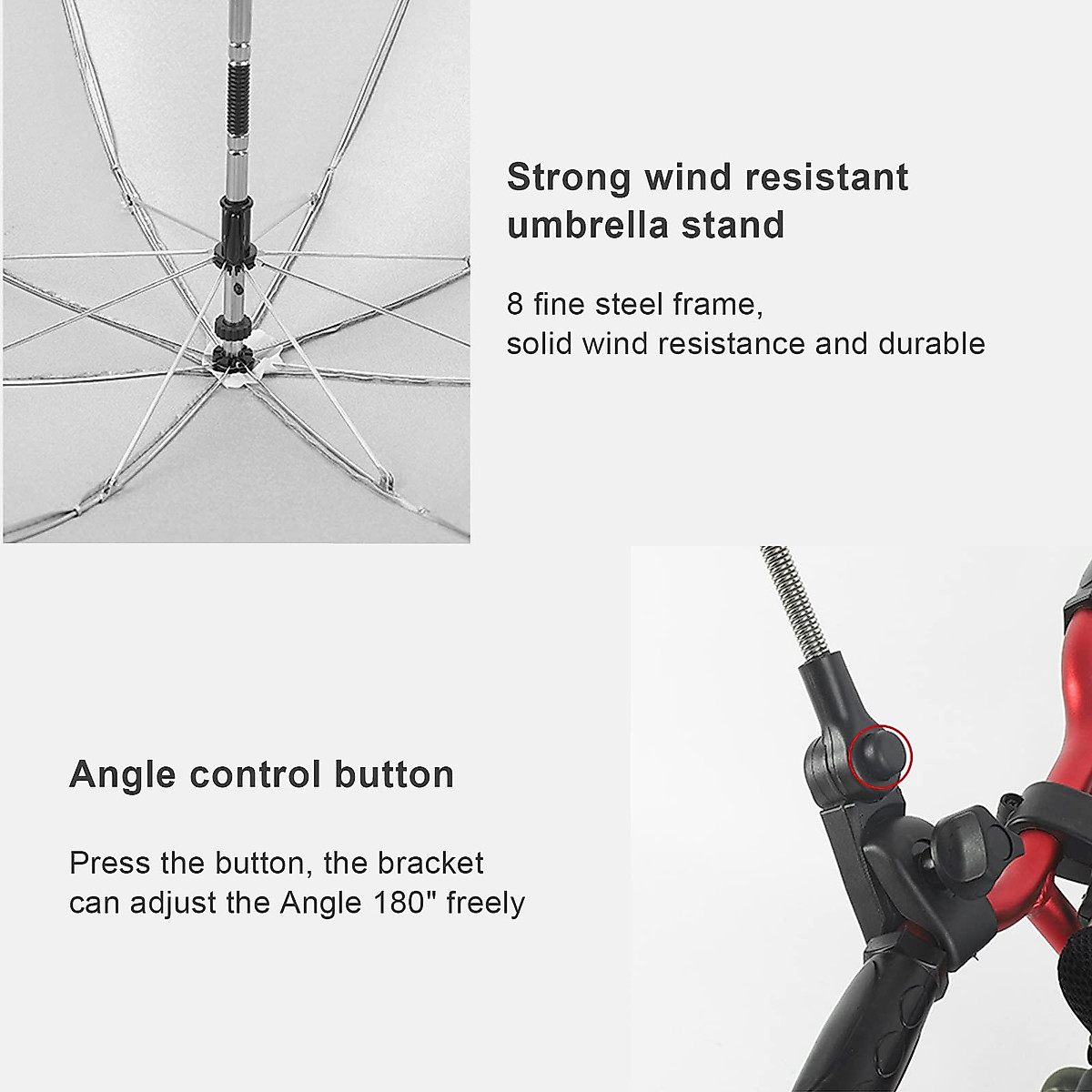 RENXR Chair Umbrella with Clamp, Universal Adjustable Beach Chair Umbrella UV Protection Sunshade Umbrella for Strollers Wheelchairs Patio Chairs,Purple