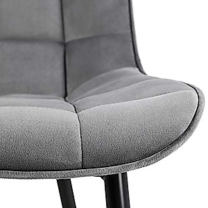 Topeakmart Dining Chairs Armless Fabric Chairs Modern Style Furniture Chairs with Soft Cushion and Metal Legs for Dining Room, Kitchen, Living Room, Hotel, Set of 2, Gray