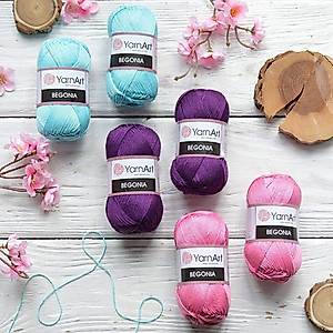 Yarn Art Begonia 100% Mercerized Cotton, Lot of 5 Skein (Pack),Total 8.8 Oz. Each 1.76 Oz (50g) / 185 Yrds (169m), Fine Sport:2 (5351)