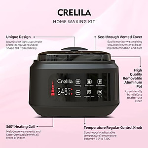 Crelila Waxing Kit-Digital Wax Melt Warmer Kit-inculd 17.5oz Hard Wax Beads+Silicone Liner+Wax Oil-Hair Removal Wax Kit At Home For body-Bikini-Legs-Face-Brazilian Wax Kit For Women&Men