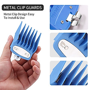 Professional 8 Color Coded Combs Attachment Cutting Guides Combs with Metal Clip Universal Hair Clipper Guards Set - 1/16" to 1"- Hair Clipper/Trimmer Replacement Combs Durable Wide Clippers Guards