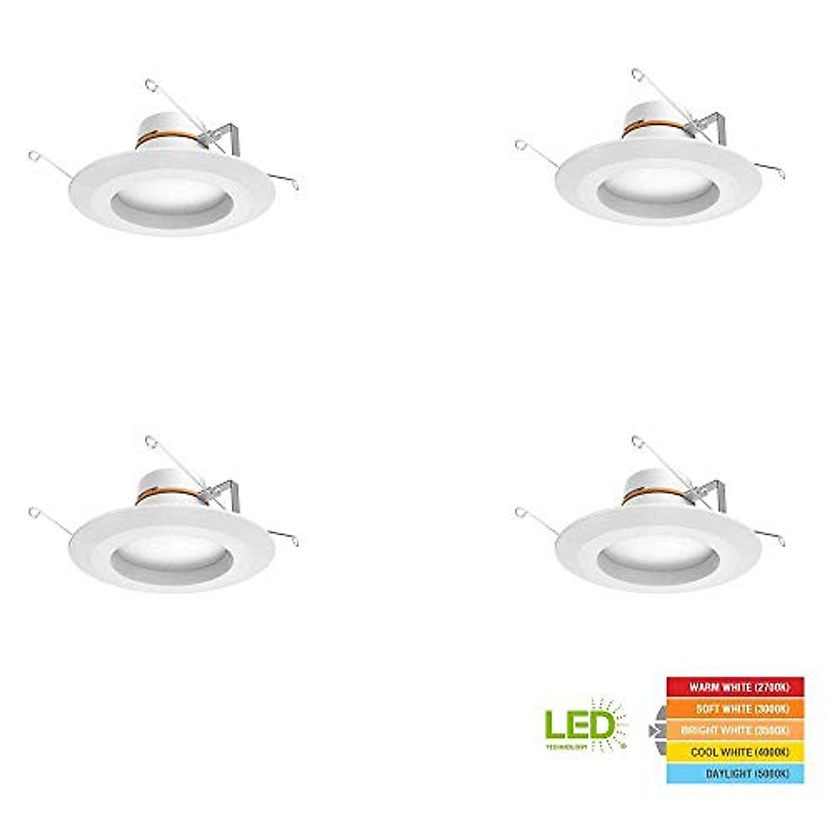 Commercial Electric SG_B07J23DL2S_US NS01aA11FR1-259 LED Retrofit, 4 Pack, Color Changing with Switch