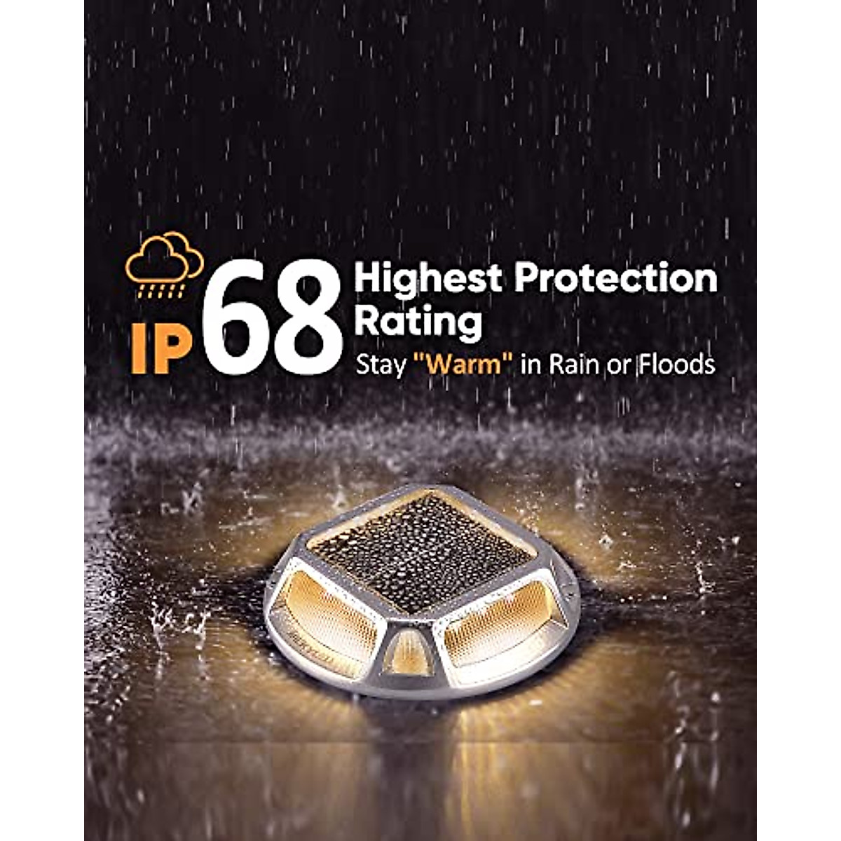 JACKYLED Solar Dock Lights Outdoor, 12-Pack Solar Driveway Lights Bright 12 LED Solar Powered Dock Lights, IP68 Waterproof Driveway Marker for Sidewalk Steps Stairs Garden Patio (3000K Warm White)