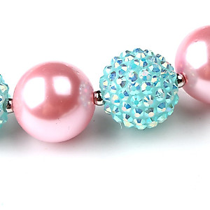 RONGWIN Bubblegum Necklace For Little Girls Chunky Beads Necklace Bow Pendant Jewelry For Princess Party Dress Up Pretend Play Jewelry Set Party Favor Gifts With Gift Box (Pink Bow D)