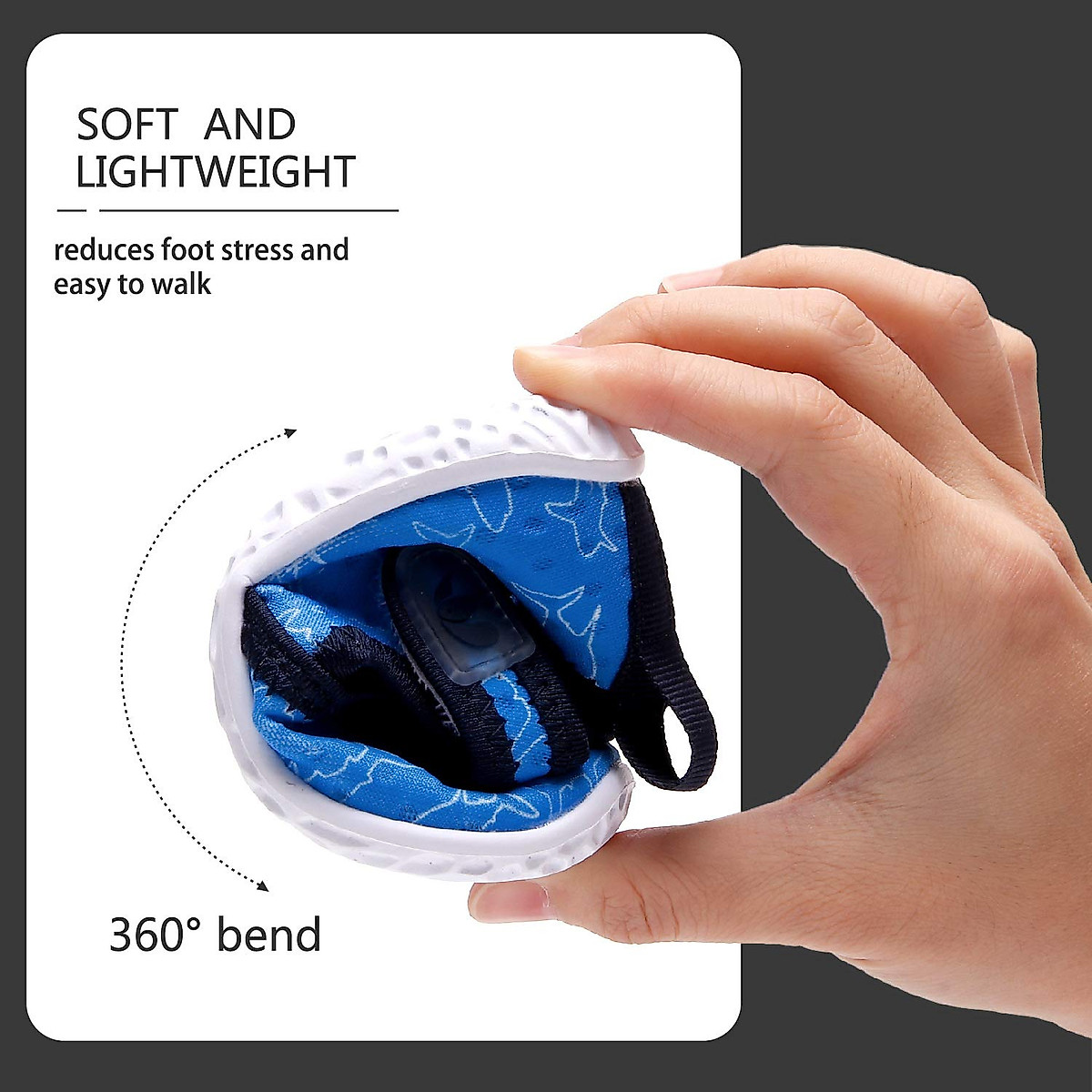 FEETCITY Water Shoes for Baby Boys and Girls Barefoot Aqua Socks Quick Dry Beach Swim Pool Shoe Blue Shark 6-12 Months Infant