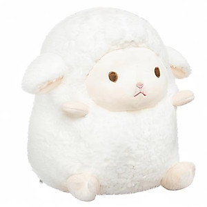 WEIGEDU 14 inches Adorable White Sheep Stuffed Animal - Soft Lamb Plush Toy Pillow with Embroidered Eyes, Fluffy Cushion for Kids, Babies, Birthday, Easter, and Bedtime Gifts