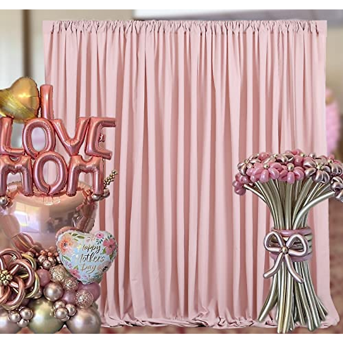 MoKoHouse 10ft x 8ft Pink Backdrop for Parties Pink Backdrop Drape for Birthday Valentines 2 Panels 5ft x 8ft