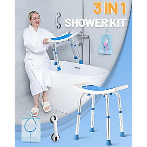 Leagent FSA HSA Eligible Shower Chair for Inside Tub, Shower Stool for Inside Shower, Shower Seat for Bathtub, Adjust Bath Chairs for Elderly/Disabled