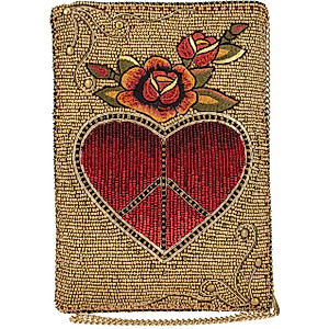 Mary Frances I Love Peace Beaded Mini Crossbody Clutch Handbag, Multi