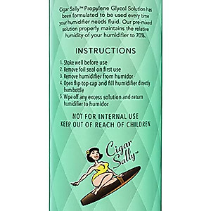 Cigar Sally Propylene Glycol Humidor Solution for Cigar Humidifiers (16 oz Bottles) - 2 PACK