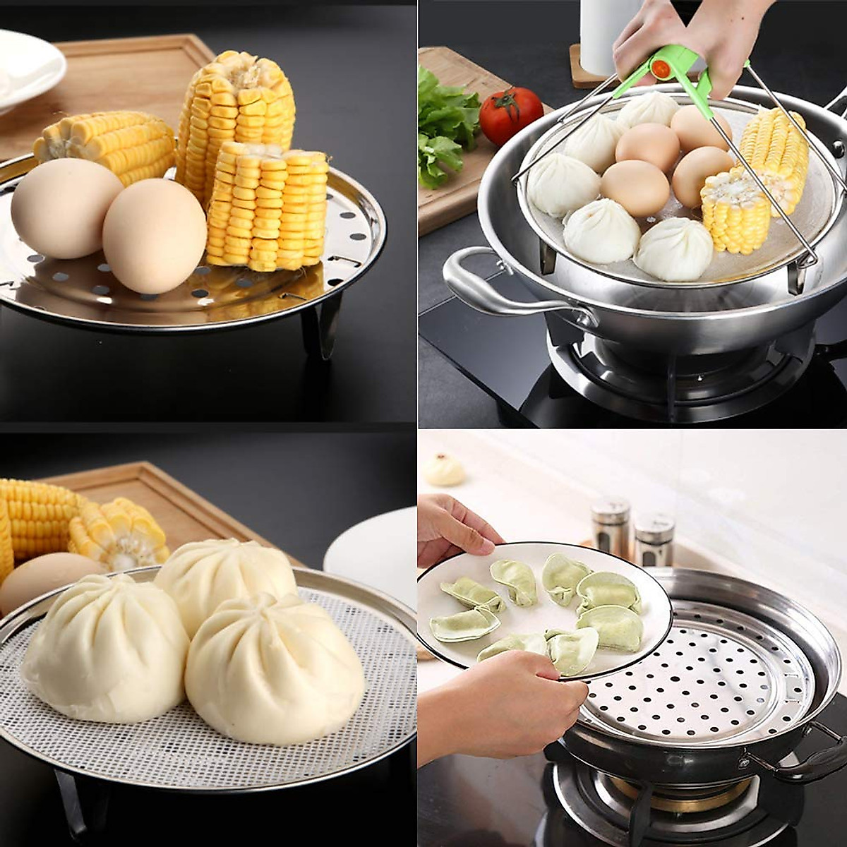 Steaming Rack Household Stainless Steel Cooking Ware Thickened Steaming Rack Stand (12 inch)