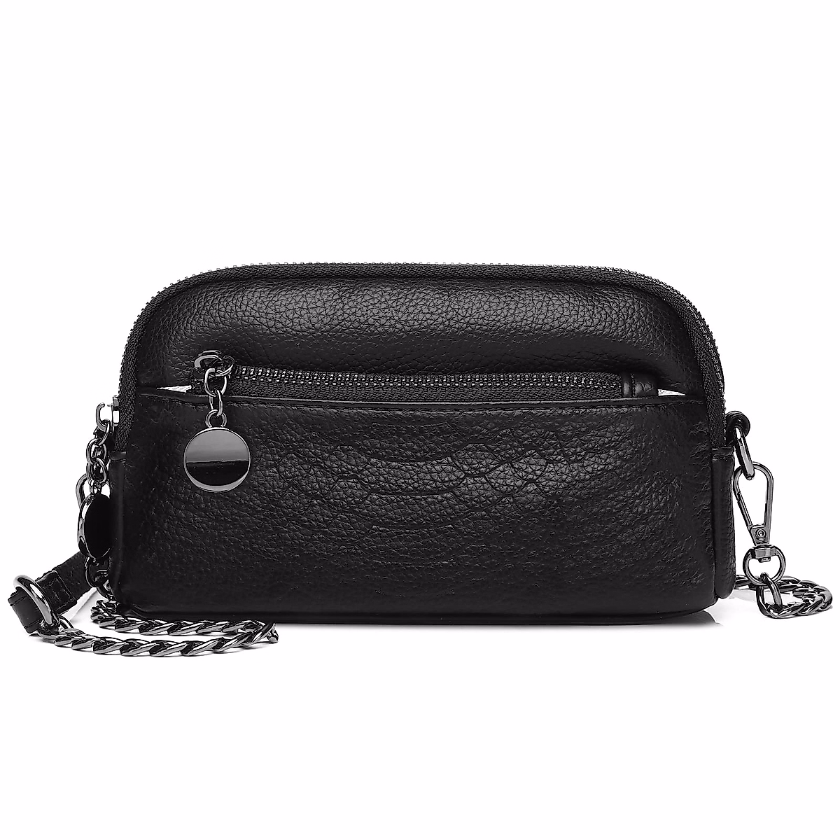 Wesccimo Small Crossbody Clutch Purses For Women Black Wristlet Handbag Trendy Chain Leather Snakeskin Print Evening Purse