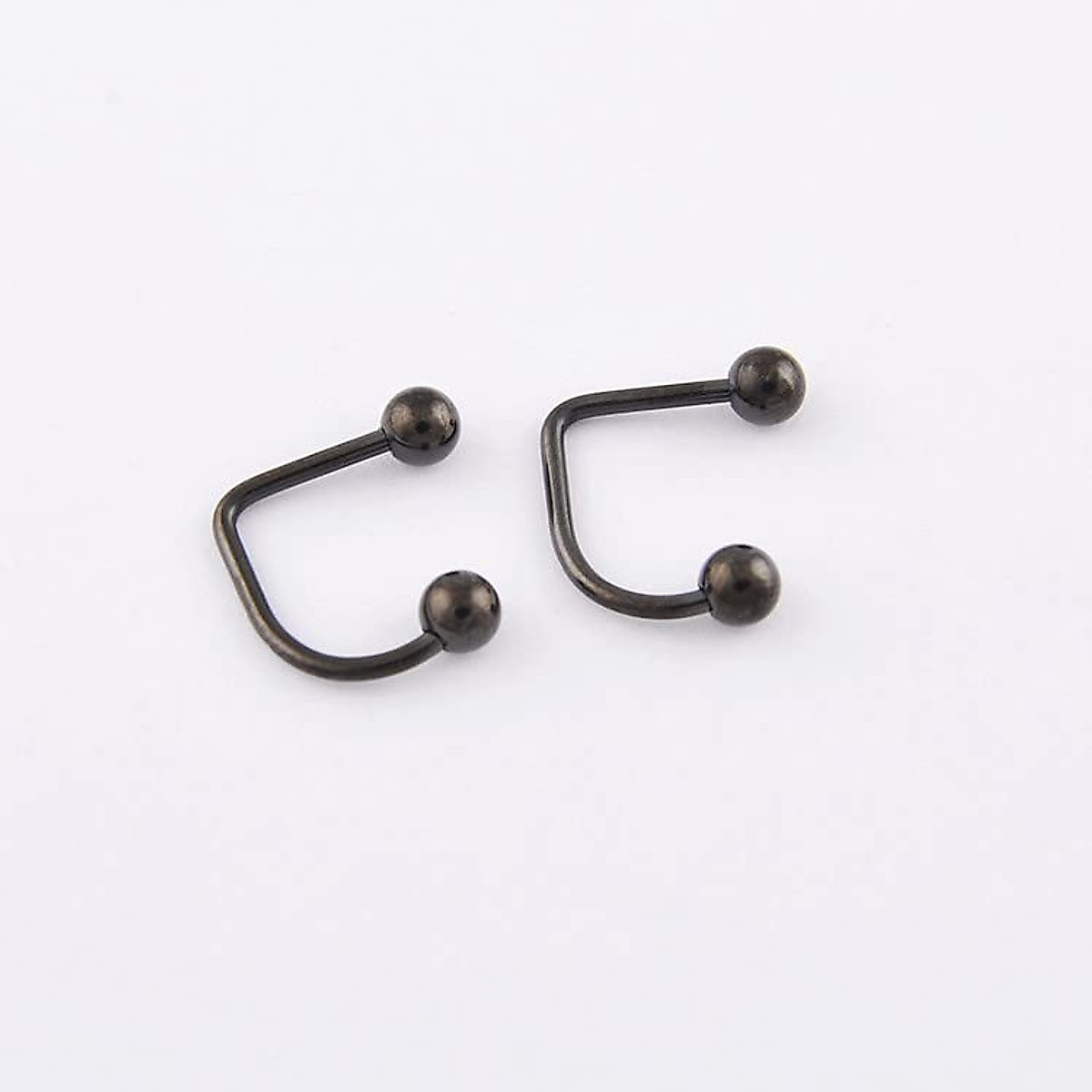 Mansheng 16G Stainless Steel Lip Monroe Medusa Hoop Rings C-Shaped Piercing Ball Lippy Loop Labret Lip Rings Piercing Jewelry for Women Men-Silver&Black