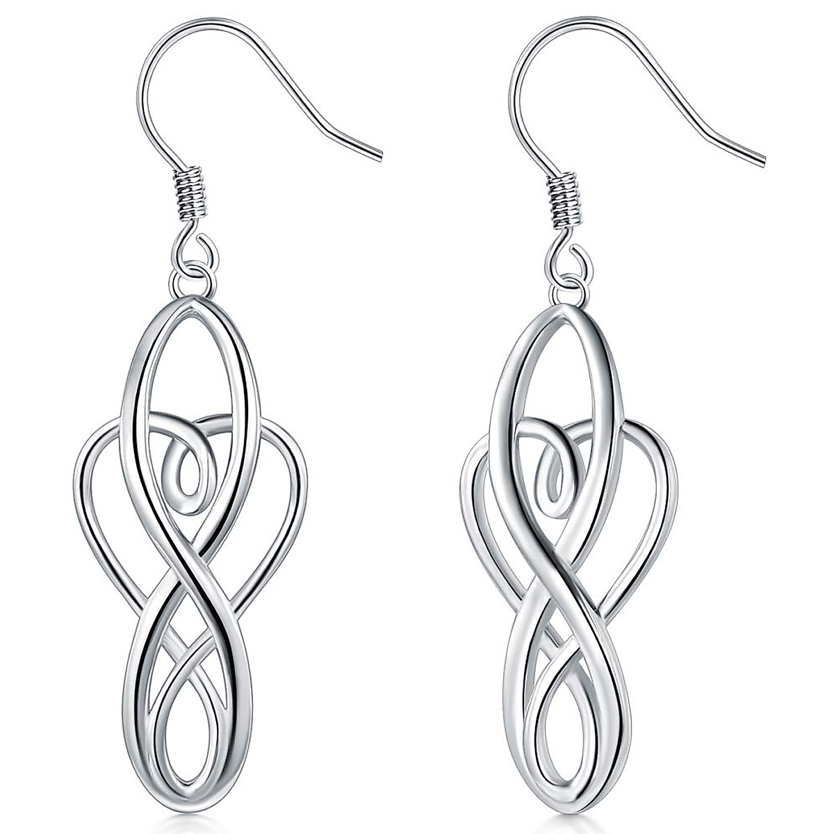 BORUO Sterling Silver Earrings, Celtic Knot Dangle, 925 Metal Type, Good Luck Irish Design for Women