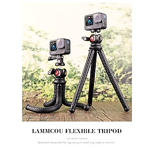 Lammcou Flexible Action Camera Tripod for GoPro Hero 11 10 9 8 Insta360, Bendable Small Mini Action Camera Gorrila Tripod - Perfect for Travel and Adventure