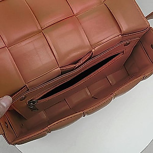 Women Woven Padded Cassette Crossbody Bags Purse Shoulder Handbags Small Square Bag Designer Handbag Clutch Brown