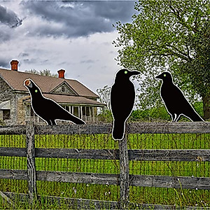 Halloween Fence Decorations, Outdoor Scary Black Crows Raven Large Garden Yard Decor, Corrugated Plastic Waterproof Fence Decorations for Yard Garden Patio Deck