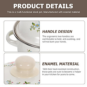 Luxshiny 3pcs Set Enamel Pot Enamelware Pot Double Ear Soup Pot Enamel Casserole Small Pots for Cooking Enamel Cooking Pot Noodles Pot Stockpots for Cooking Stock Pot Food Vintage