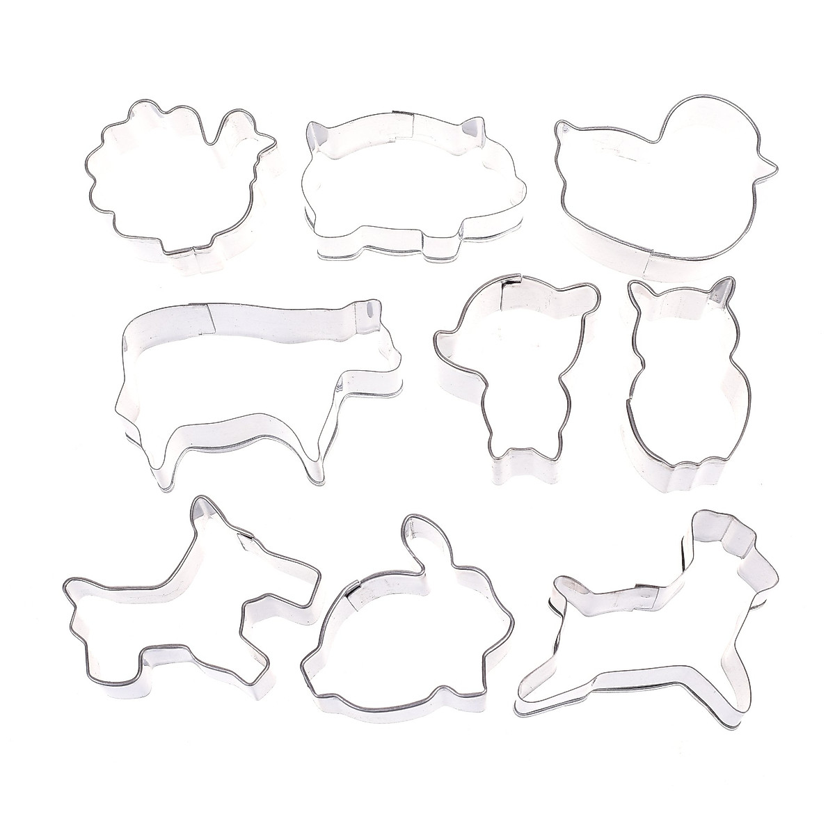 Cosmos Set of 9 Pcs Mini Animal Shapes Cookie Cutters Molds Biscuit Molds for Birthday Party