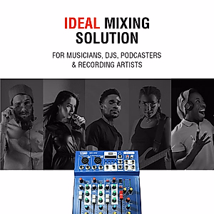 Vidpro MX-042 Professional Audio Mixer - Sound Board Console - Desk Interface System with 4 Audio Inputs Bluetooth MP3 & More Ultra-Low-Noise Ideal for Recording Casting Streaming & DJ Use