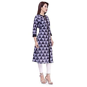 Ramkudi Indian Women's Printed Cotton Kurti Top (Grey)