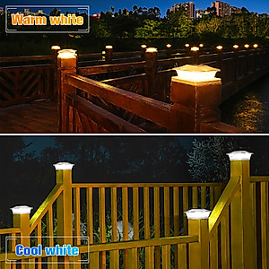 VOLISUN Solar Post Cap Lights Outdoor 4x4/6x6 Wooden/Vinyl Fence Post Cap Lights Solar Deck Post Lights Patio Garden,Warm White 2 Lighting Modes Waterproof, ABS Shell Lens Pearl White(12Pack)