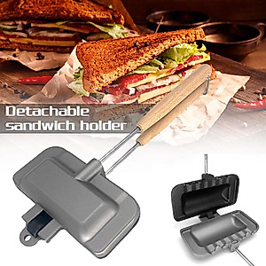 Mini Sandwich Maker,Pie Maker, Hot Dog Toaster With Detachable Handles Campfire Cooking Equipment Pie Irons for Camping Cast Iron Mountain Pie Maker