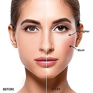 Boobeen Blush and Highlighter Kit, 3 in 1 Makeup Pressed Powder Palette Shimmer Bronzer, Orange&Pink Matte Blusher Blendable Glow Face Palette for a Redness and Glowing Look