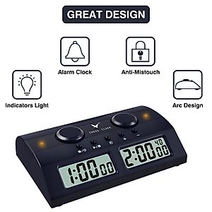 LEAP Chess Clock Professional Chess Timer with Indicator Light and Alarm Clock Features Great for Chess, I-GO, Chinese Chess and Other Board Games（PQ9902C）