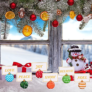 18 Pcs Christmas Wooden Place Card Holders with Name Card Mini Santa Claus Snowman Christmas Tree Christmas Ball Name Card Photo Picture Stand Holder for Winter Christmas Party(Christmas Ball)