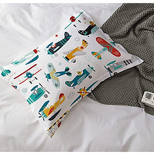 Yasida Kids Airplane Comforter Set Twin Size Colorful Cartoon Propeller Plane Bedding Set Kids Boys Bedding Sets Twin Teens Cartoon Airplanes Down Comforter Aviation Theme Duvet Bedroom Decor
