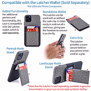 Dockem iPhone 11 Wallet Case: Built-in Metal Plate for Magnetic Mounting & 2 Card Holders (6.1" Luxe M2 Synthetic Leather, Black & Grey)