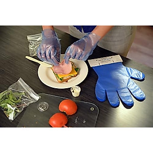 Daxwell Poly Gloves, Easy-Fit Food Prep Gloves, Header Gloves, One Size Fits All, Blue, With Wall Mount, F10003538 (Case of 1,000, 20 Cards of 50)