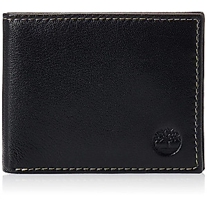Timberland mens Leather Wallet With Attached Flip Pocket, Black (Blix), One Size