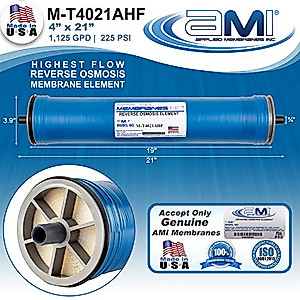 4" x 21" Reverse Osmosis Membrane Element for Tap Water | High Flow 1125 GPD at 225 psi | 99.5% Rejection | Replacement Commercial RO Membrane | Applied Membranes USA M-T4021AHF