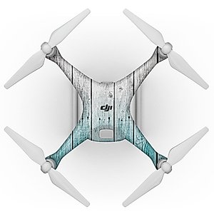 Design Skinz Design Skinz Trendy Teal to White Aged Wood Planks Full-Body Wrap Decal Skin-Kit Compatible with The Drone DJI Spark