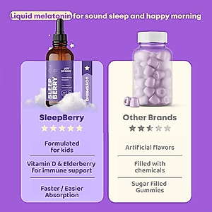 JoySpring SleepBerry Melatonin for Kids with Elderberry - Liquid Melatonin for Kids Sleep Support - Natural Children Melatonin Liquid with Vitamin D - Melatonin for Kids Liquid - Toddler Melatonin