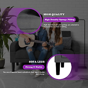 TYBOATLE Accent Chair, Living Room Chairs, Cozy Tufted Mid Century Modern Accent Chairs with Arms for Bedroom, Comfy Reading Arm Chair,Small Chairs for Small Spaces,Living Room,Office (1, Dark Grey)