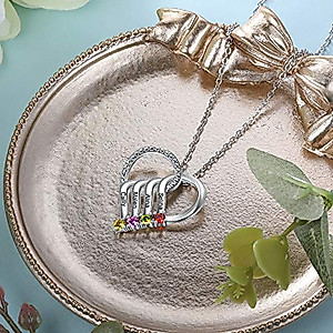Mothers Necklace, Birthstone Necklesses for Mom Personalized Necklaces for Women Engraved Names Jewelry Gift (Engrave Name, 4 names)