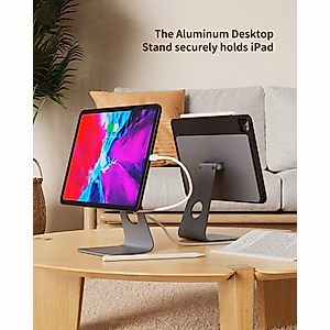 LULULOOK Compatible with Magnatic iPad Stand, Aluminum Tablet Holder Adjustable Desktop Stand Holder