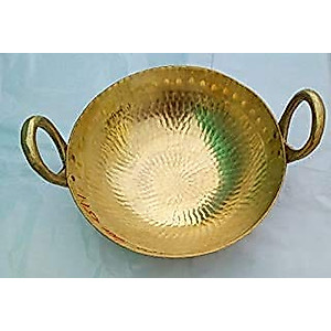 Sun Waves Brass Wok Brass Kadhai Karahi Kadai 4 Liters Cooking Utensils Kitchenware