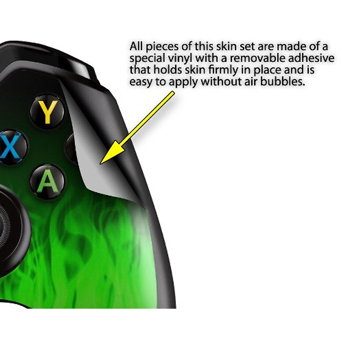 WraptorSkinz Decal Style Vinyl Skin Wrap compatible with XBOX One Original Wireless Controller Fire Green - (CONTROLLER NOT INCLUDED)