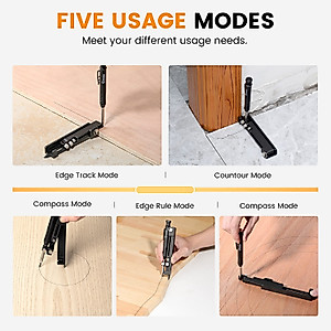 Saker Multi-function Scribing Tool- Construction Pencil- Aluminum Alloy Scribe Tool with Deep Hole Pencil,DIY Woodworking Scribe Gauge Scriber Line Maker Measuring Tool (BLACK)